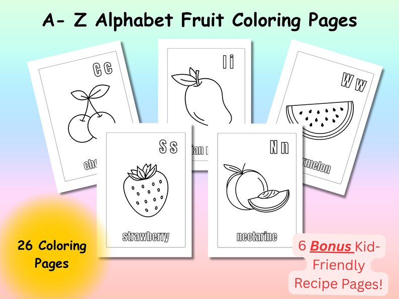 Alphabet Fruit Printable Coloring Page, Homeschool Printable, ABC ...