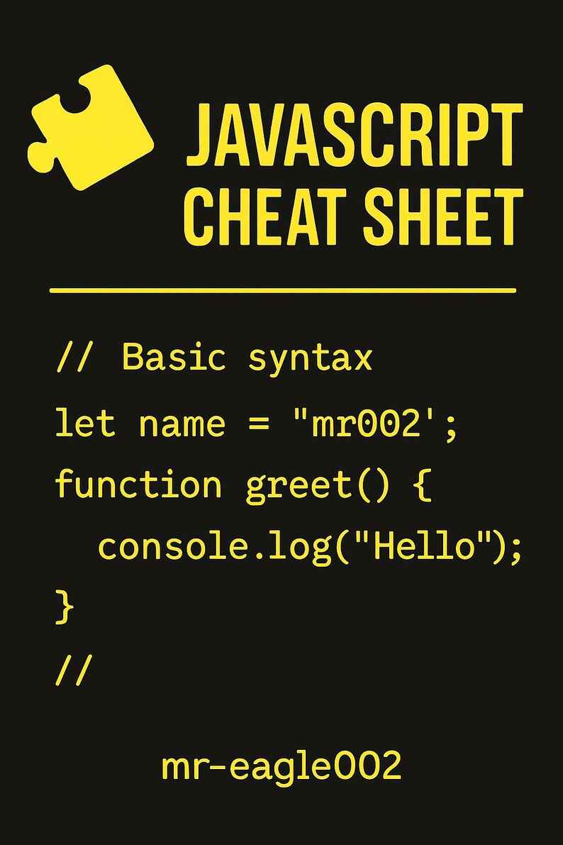 Javascript Cheat Sheet | Coding Reference PDF Guide for Beginners and ...
