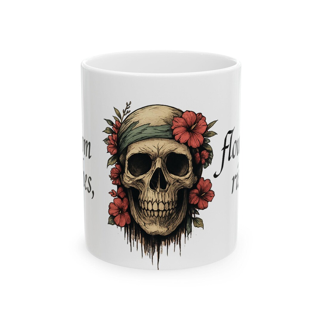 Stylish Skull Floral Ceramic Mug - Perfect for Halloween, Gothic Decor ...