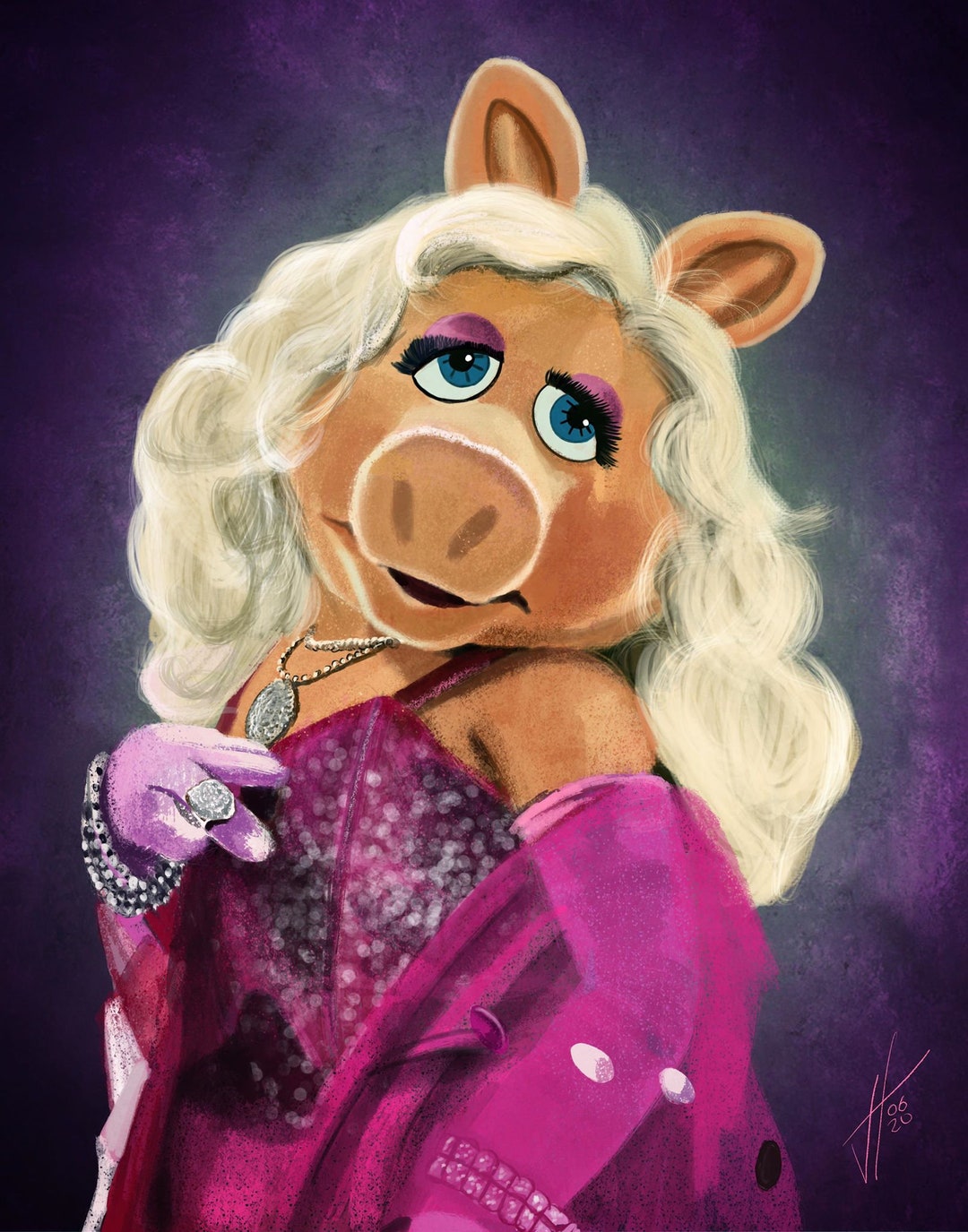 Miss Piggy Portrait Print the Muppets - Etsy