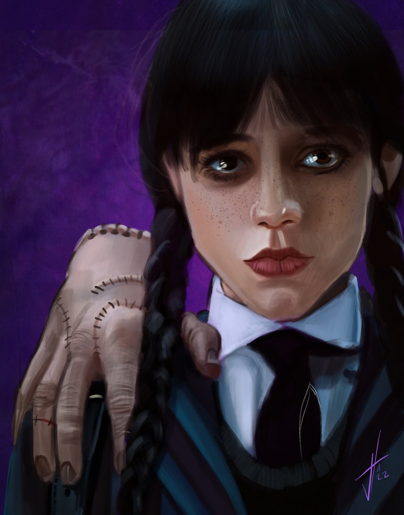 Wednesday Addams and Thing Art Print - Etsy
