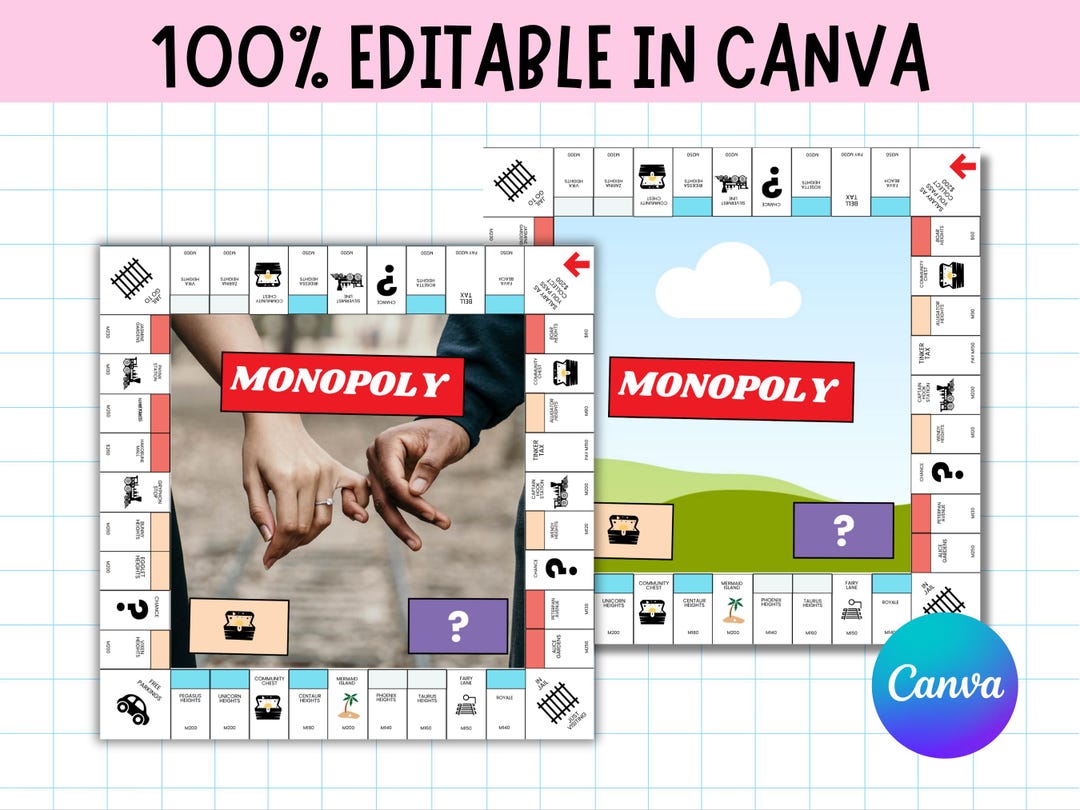 Monopoly Canva Editable Template, Blank Monopoly Board Template ...