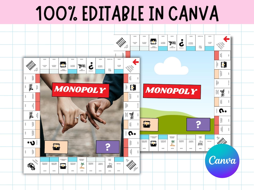 Monopoly Canva Editable Template, Blank Monopoly Board Template ...