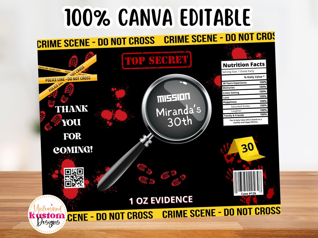 Crime Scene Birthday Chip Bag, Detective Party Favor (instant Digital ...