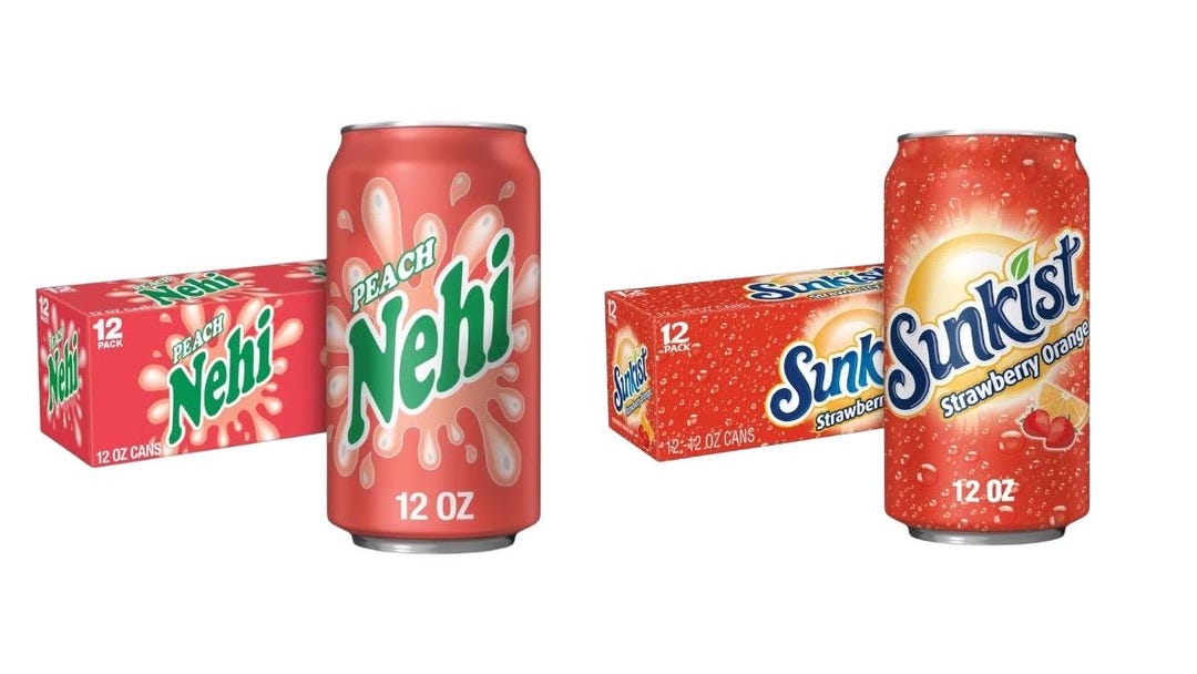 Nehi Peach Soda & Sunkist Strawberry Orange Combo (24 Pack Cans) Real ...