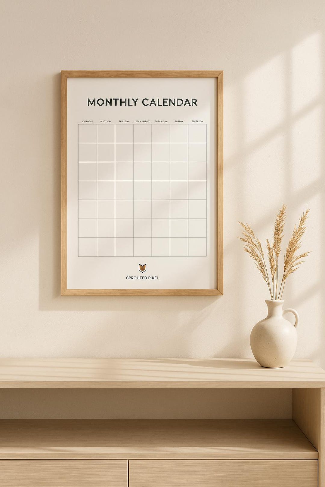 Minimalist Monthly Calendar Set (landscape) | 12 Undated Printable ...