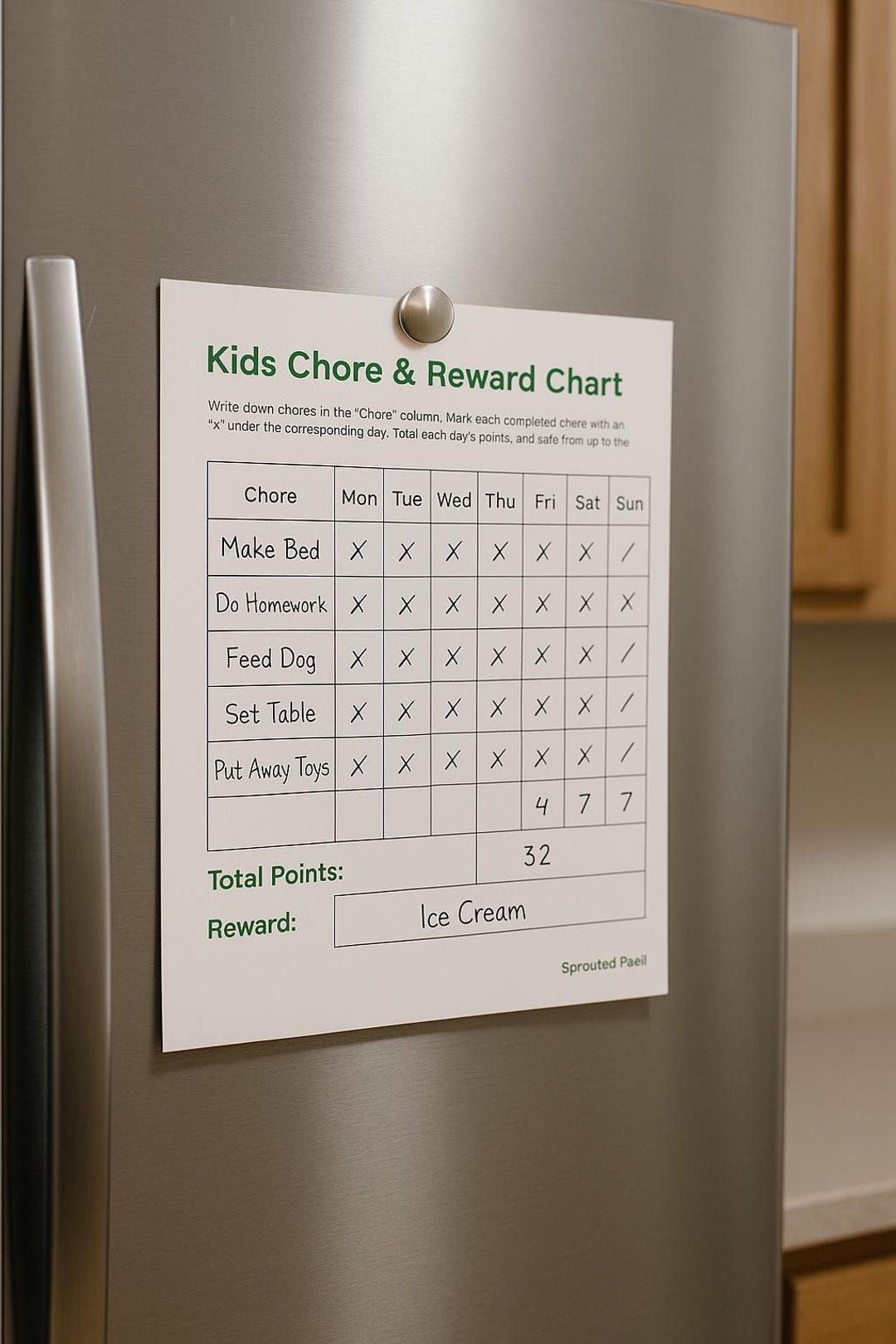 Kids Chore Chart Printable | Reward Sticker Tracker | Instant Download ...