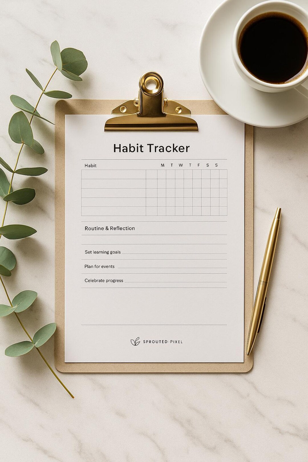 Minimalist Habit Tracker Printable Daily & Weekly Habit Grid - Sprouted ...