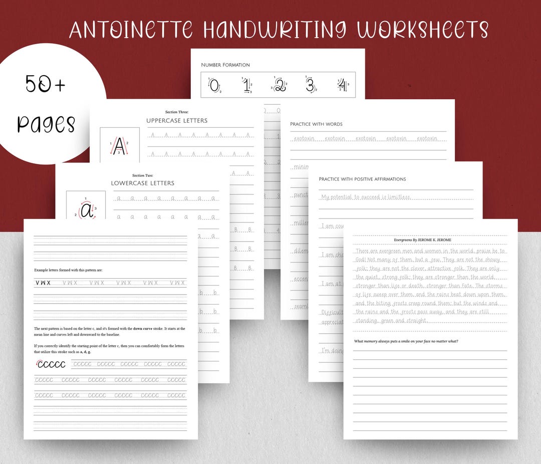 Antoinette Handwriting Practice Worksheets | Beginner Friendly Print ...