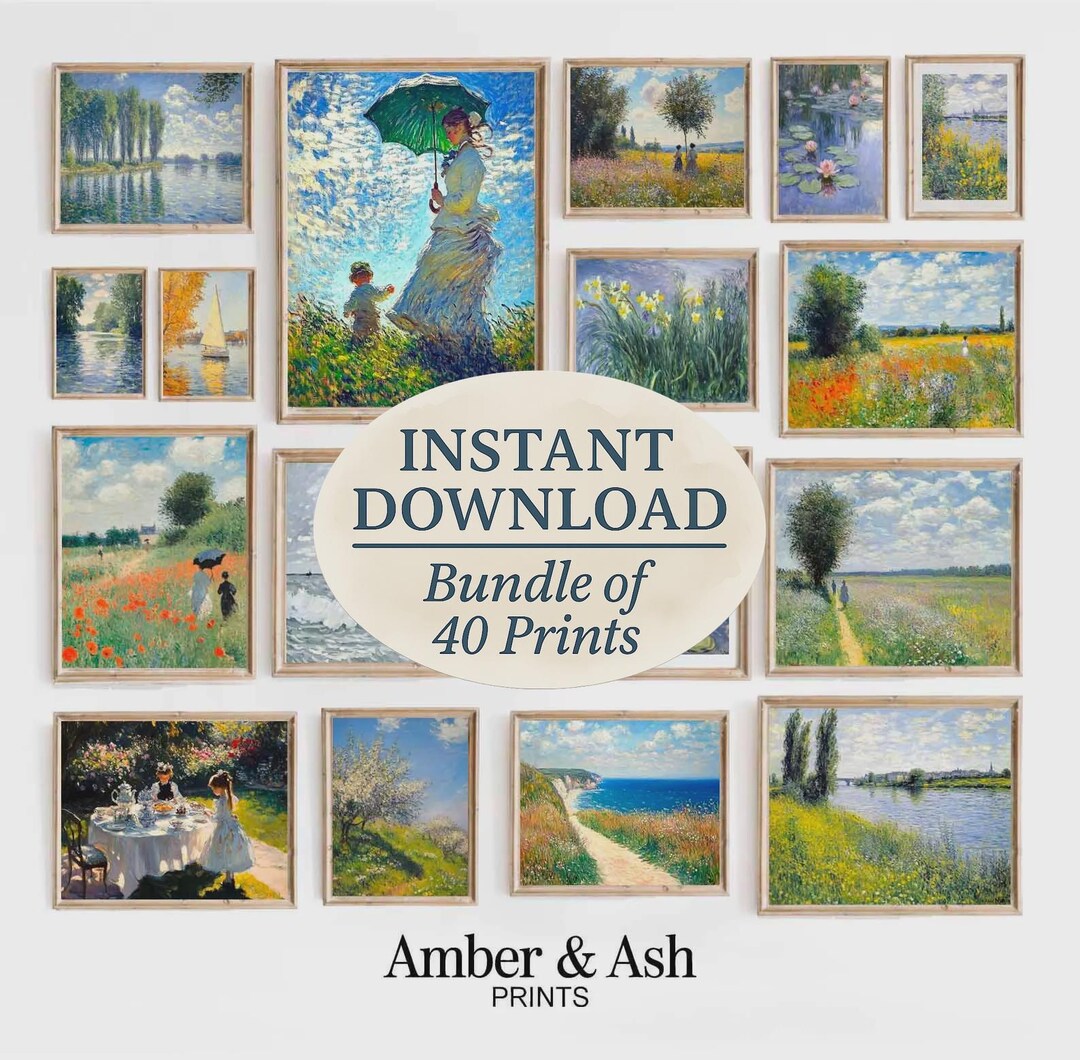 Monet Style Landscape Art Print Set, Impressionist Gallery Wall ...