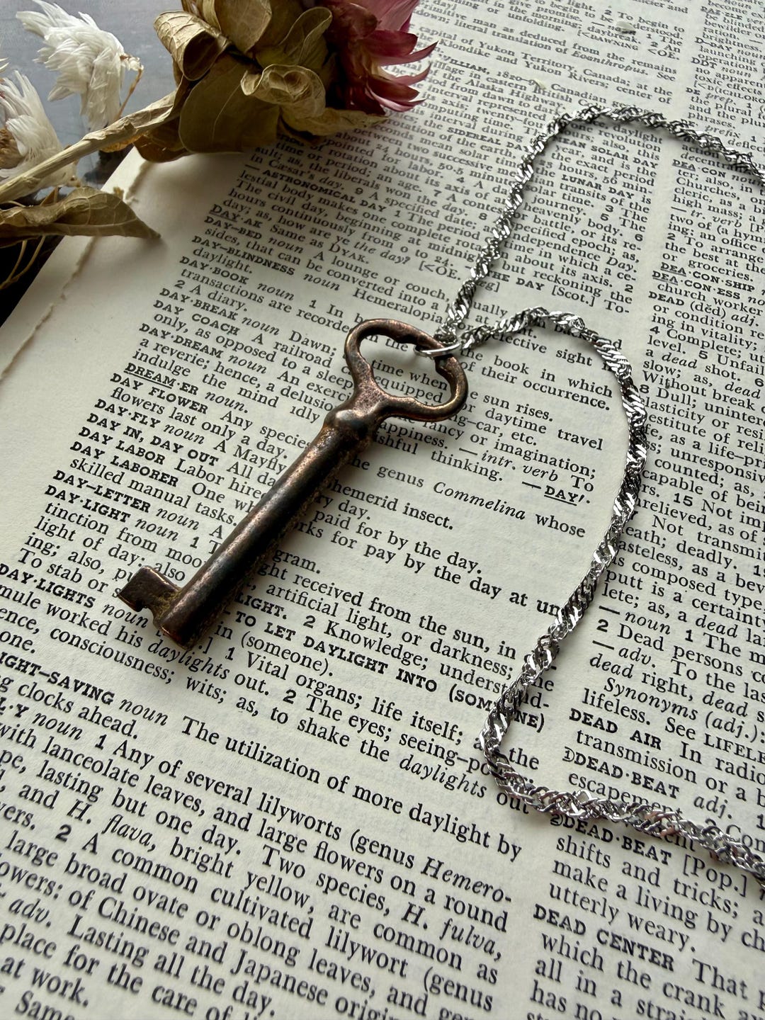 Authentic Vintage Warm-toned Skeleton Key Necklace, Key Pendant on ...