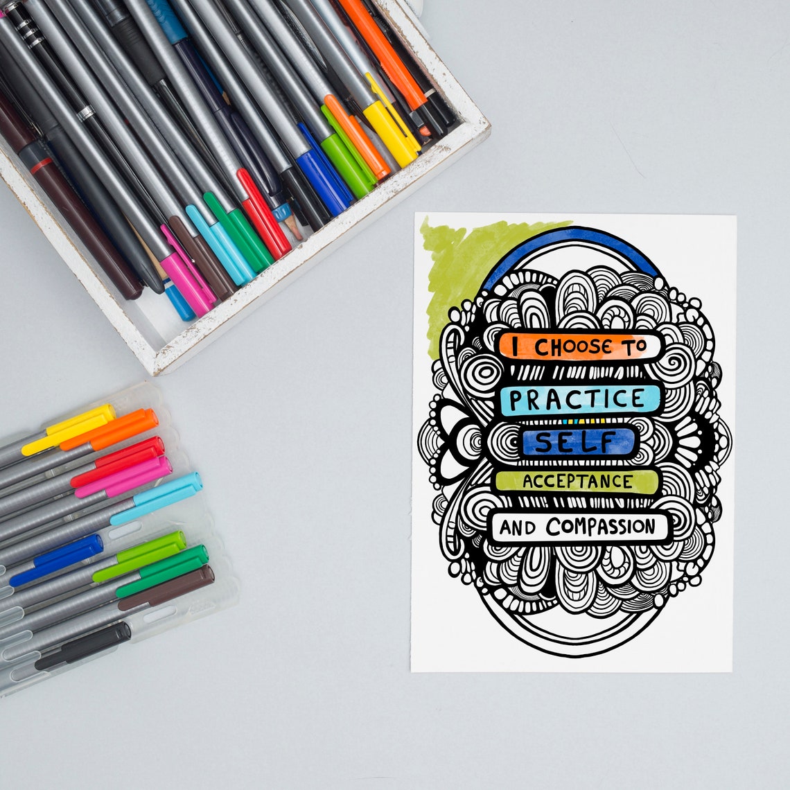 DBT Colouring Book - 20 Printable Colouring Pages With Affirmations for ...