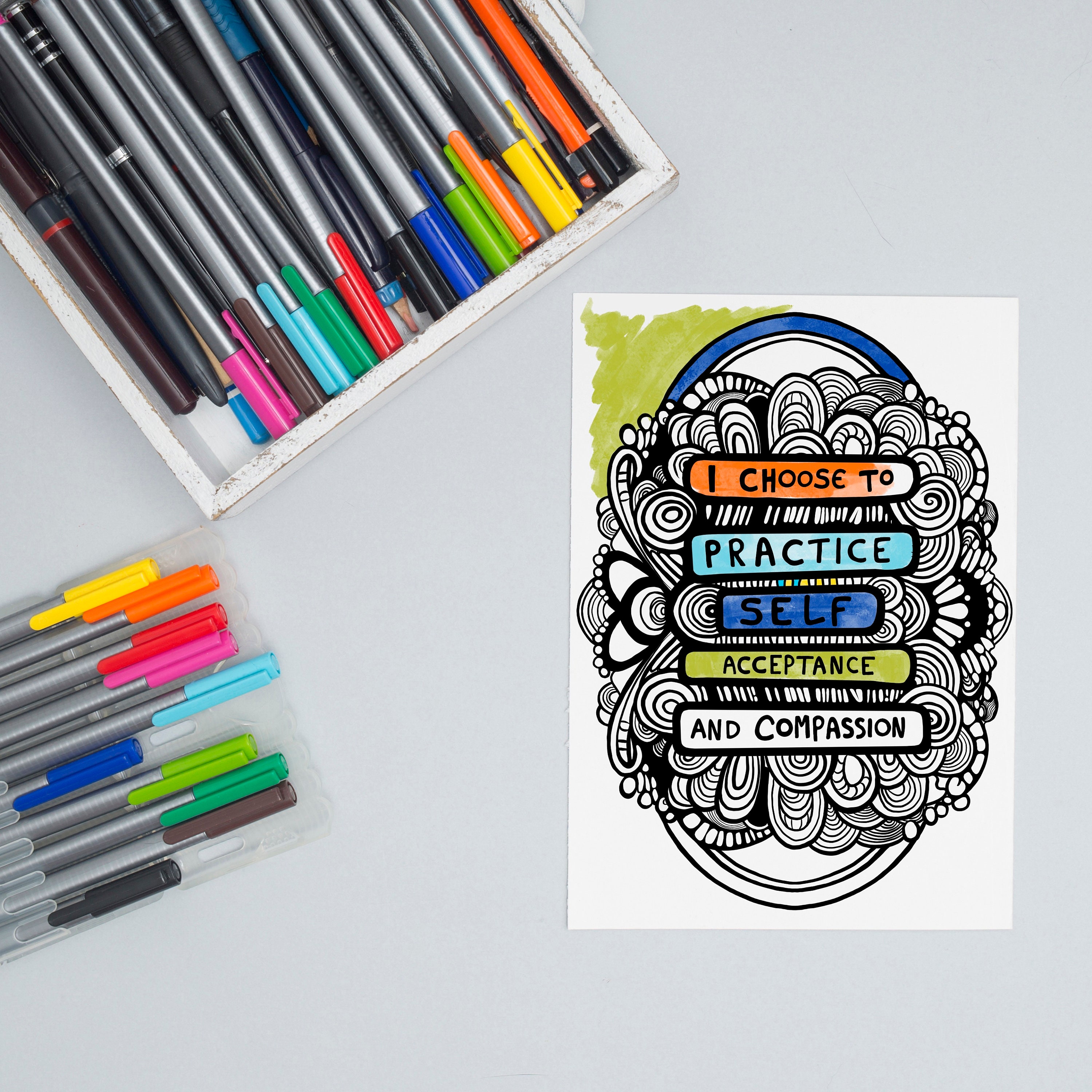 DBT Colouring Book - 20 Printable Colouring Pages With Affirmations for ...