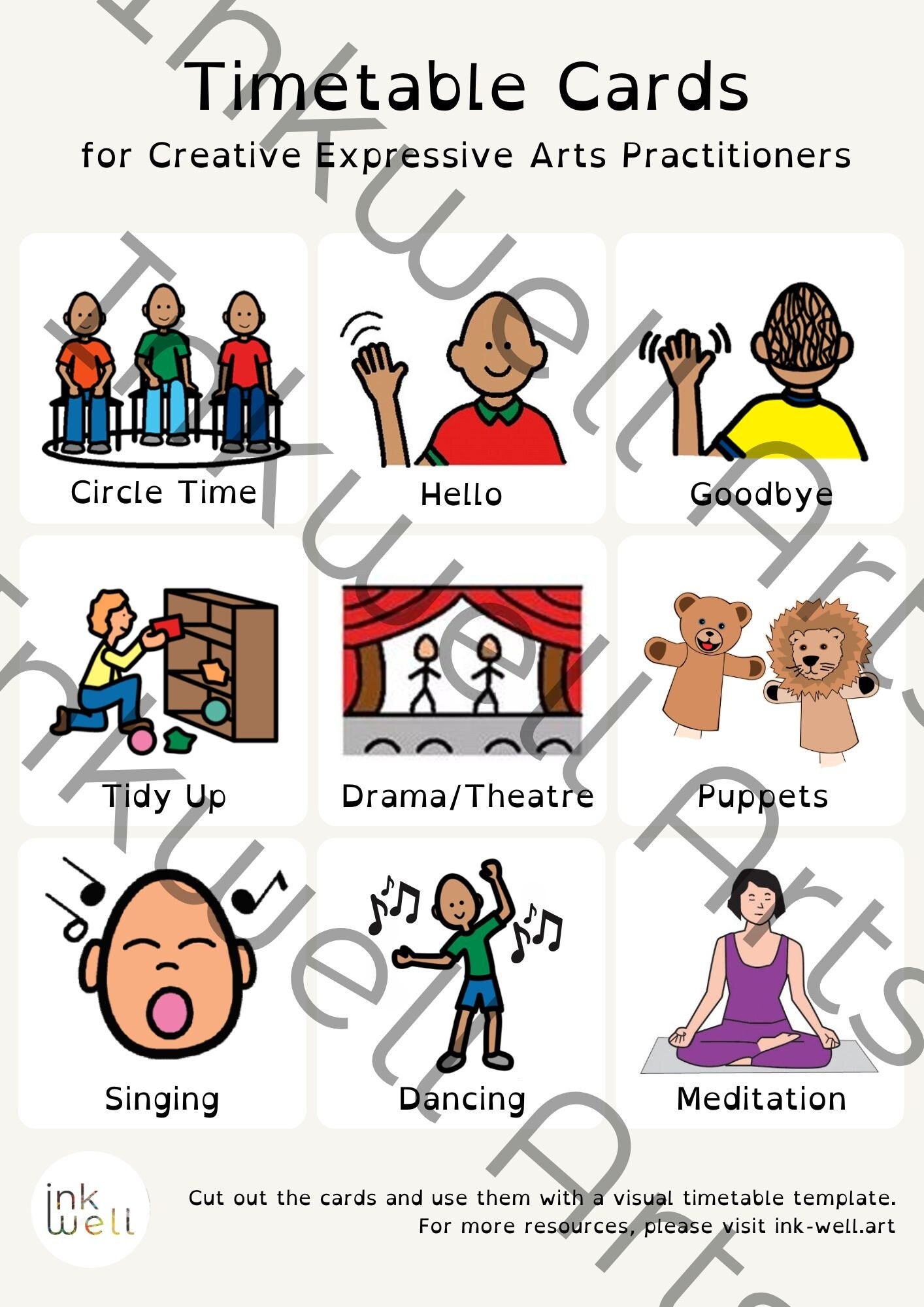 Visual Timetable Cards for Expressive Arts Facilitators Arts Workshops ...