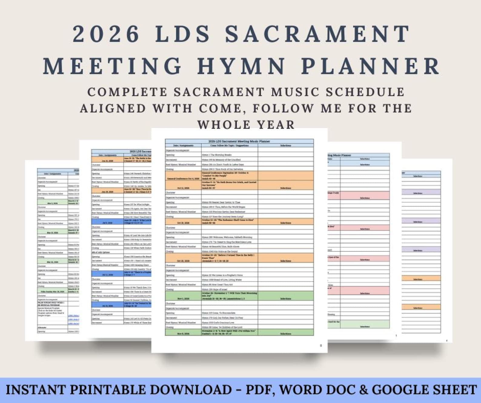2026 LDS Sacrament Meeting Music Planner | Come Follow Me Hymn Schedule ...