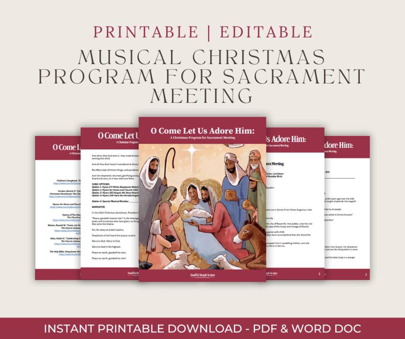 LDS Christmas Program: O Come Let Us Adore Him (printable Template ...