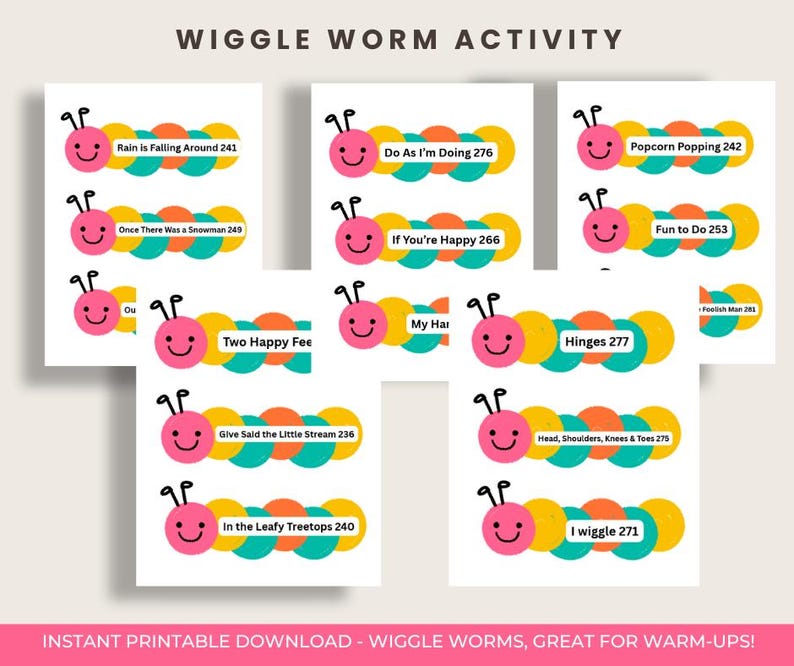 LDS Primary Singing Time Wiggle Worm Printable | Wiggle Worm Jar ...