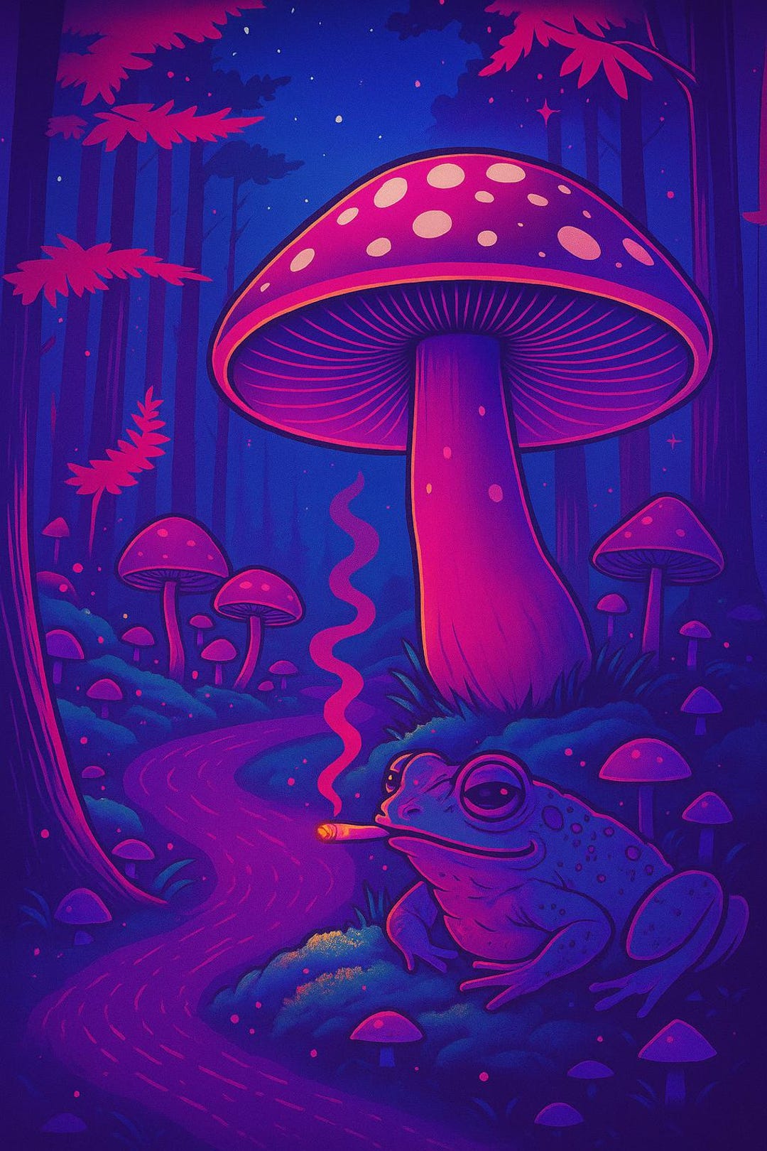 Digital Download – Vaporwave Mushroom Toad Art Print | Trippy Surreal ...