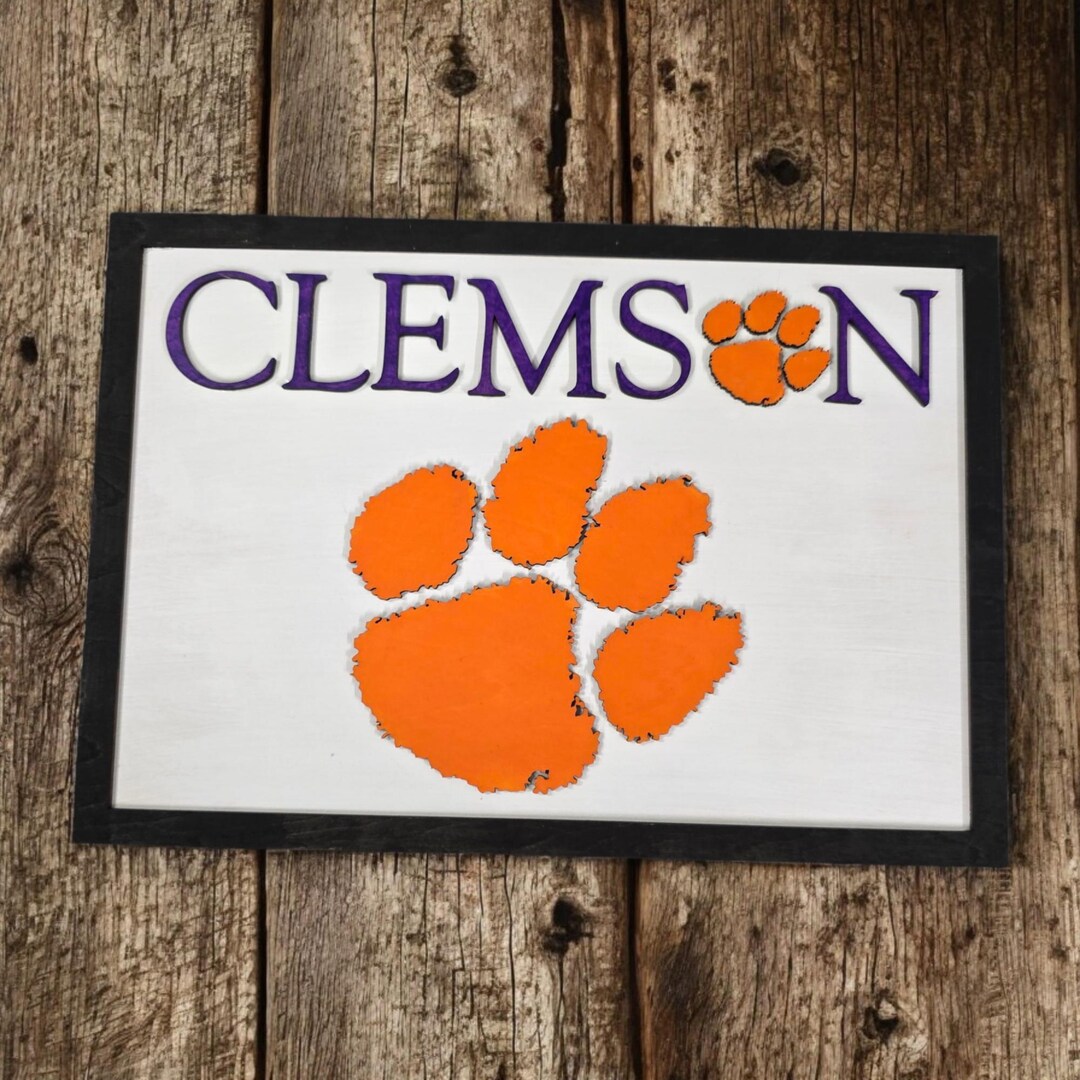 Clemson University Paw Print Layered Sign – 12"x8" - Etsy