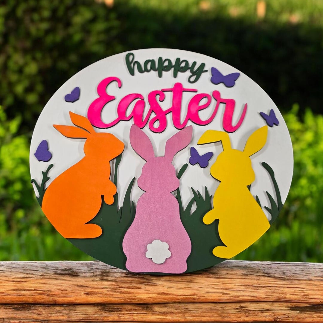 Handmade Easter Bunny Wood Sign: Spring Decor, 12x12 - Etsy