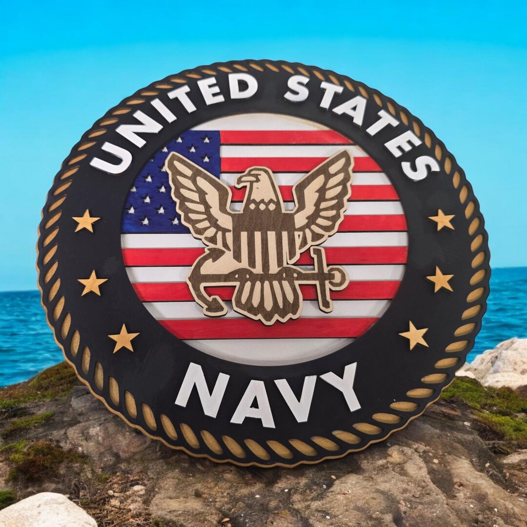 Navy Handcrafted 3D Wooden United States Miliary Sign – 12"x12" - Etsy