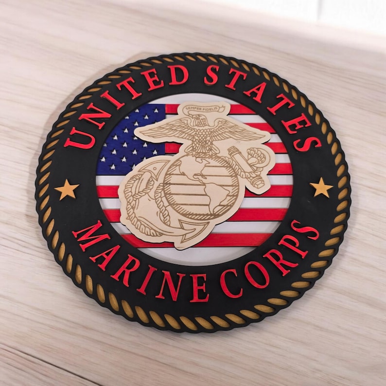 NONPAINTED OR GLUED **** Marine Corps Handcrafted 3D Wooden United ...