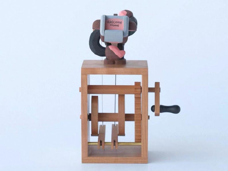 Kinetic Monkey Sculpture | Handcrafted Wooden Automaton | Interactive ...
