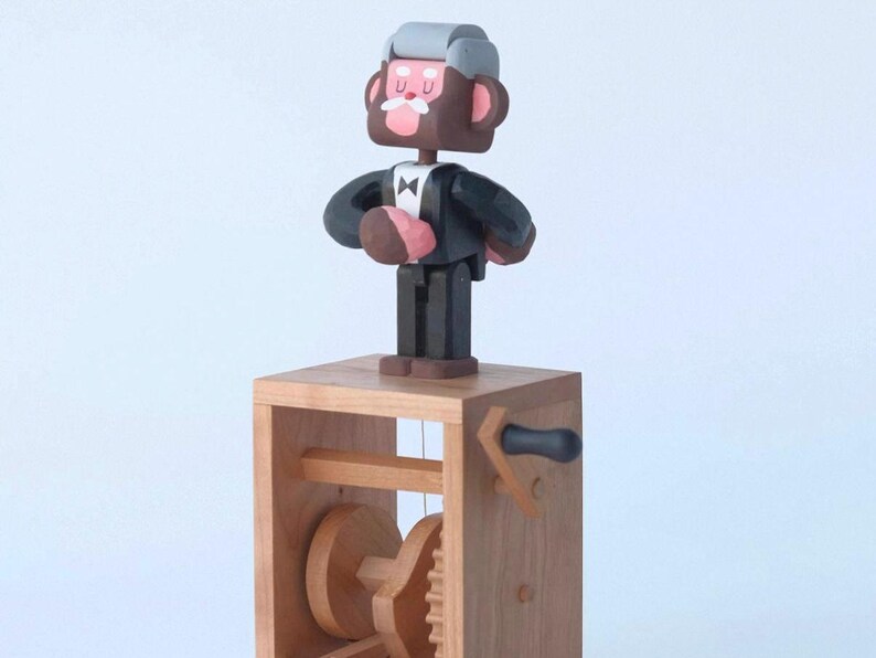 Kinetic Monkey Sculpture | Handcrafted Wooden Automaton | Interactive ...