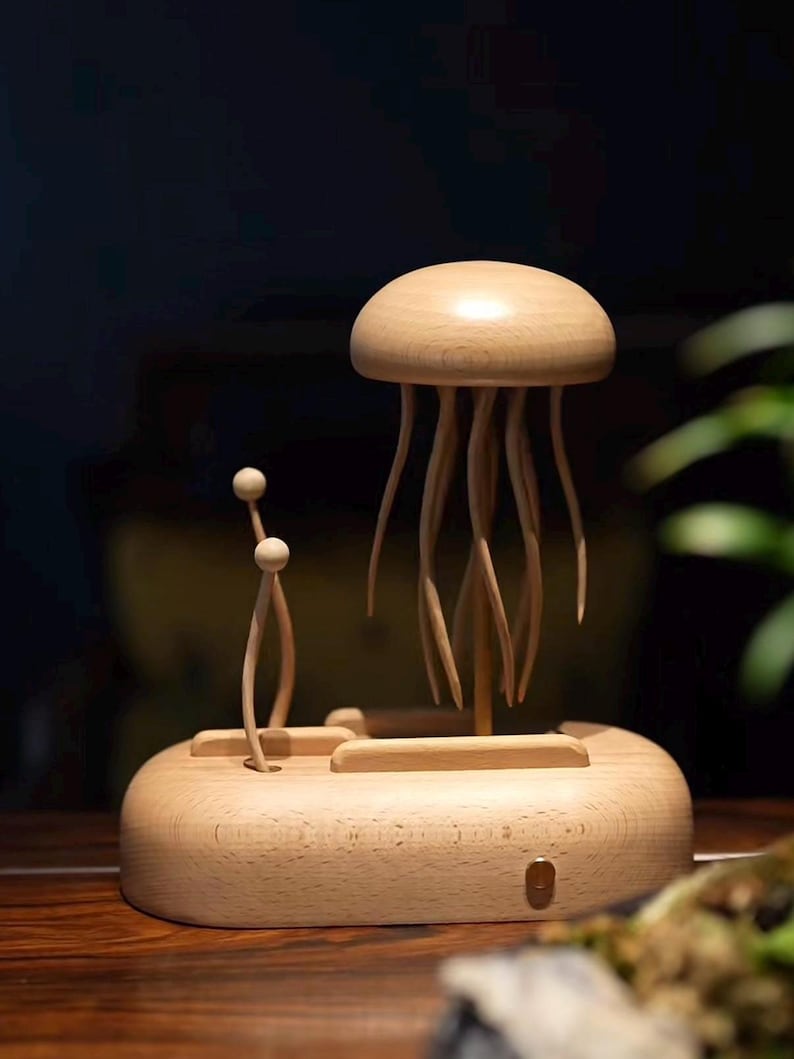 Wooden Jellyfish Automata Sculpture | Handmade Ocean Kinetic Art ...