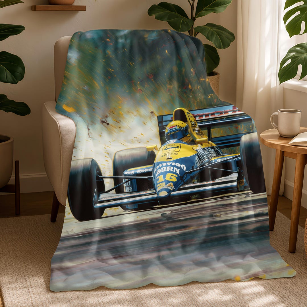Formula One Racing Fleece Sherpa Blanket, Speed Sports Throw, Retro Car ...