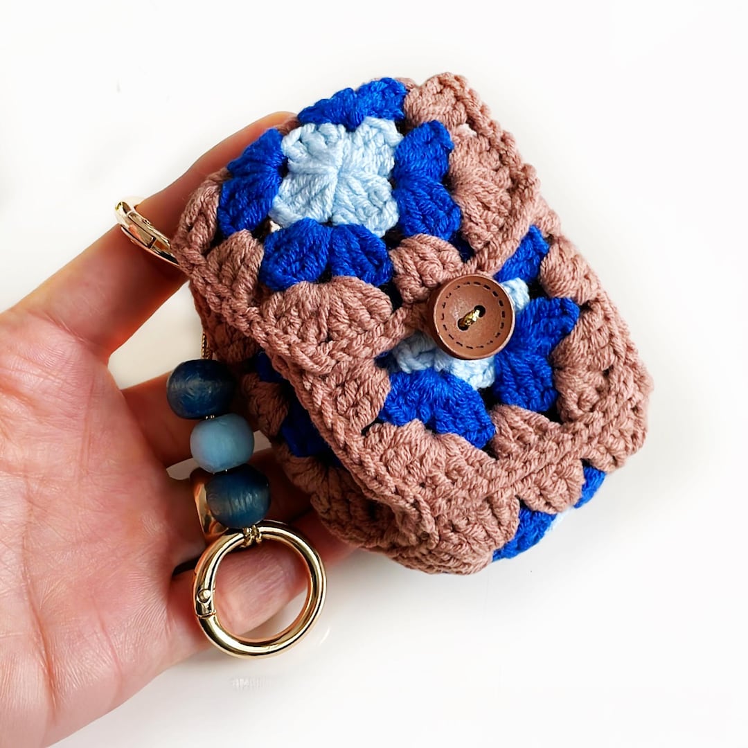 Granny Square Crochet Pouch Pattern Keychain Bag Charm PDF Tutorial ...