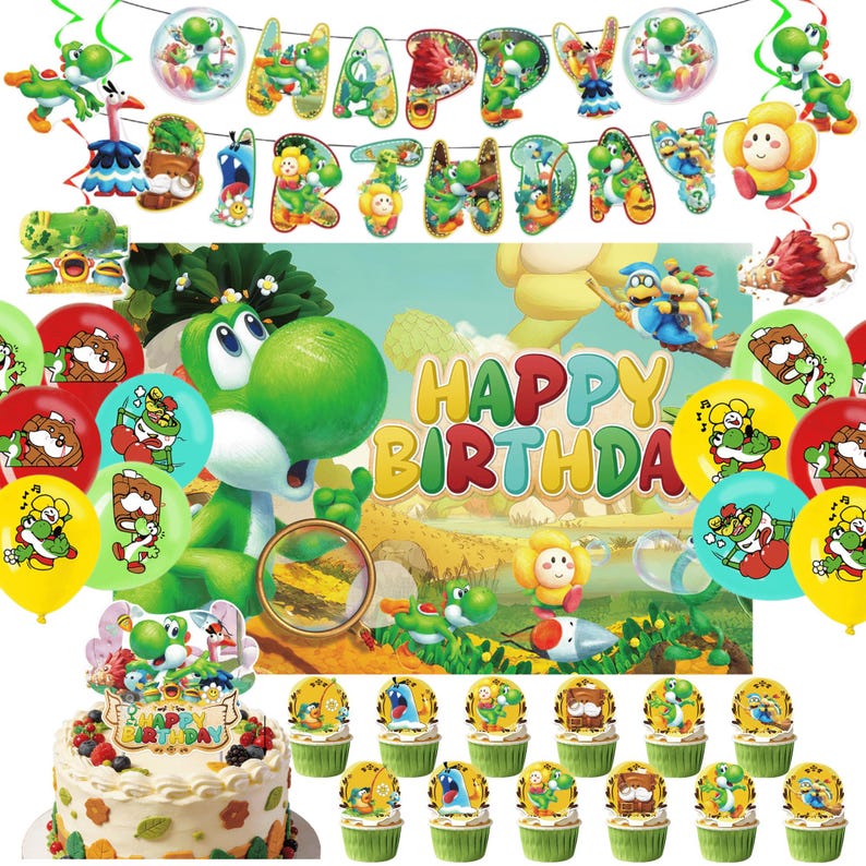 Cute Green Dino Birthday Party Supplies, Jungle Adventure Themed Kids ...