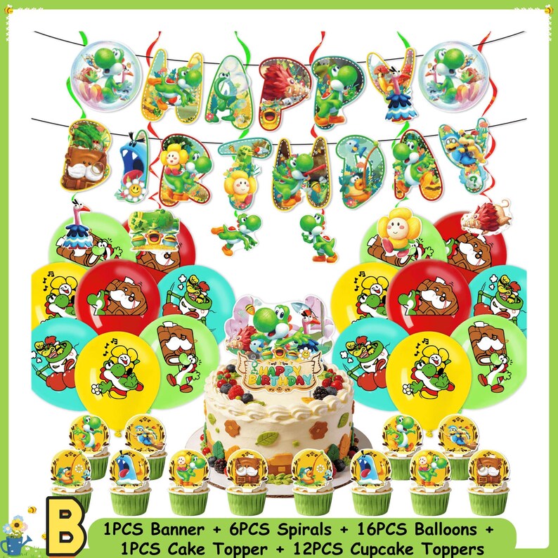 Cute Green Dino Birthday Party Supplies, Jungle Adventure Themed Kids ...