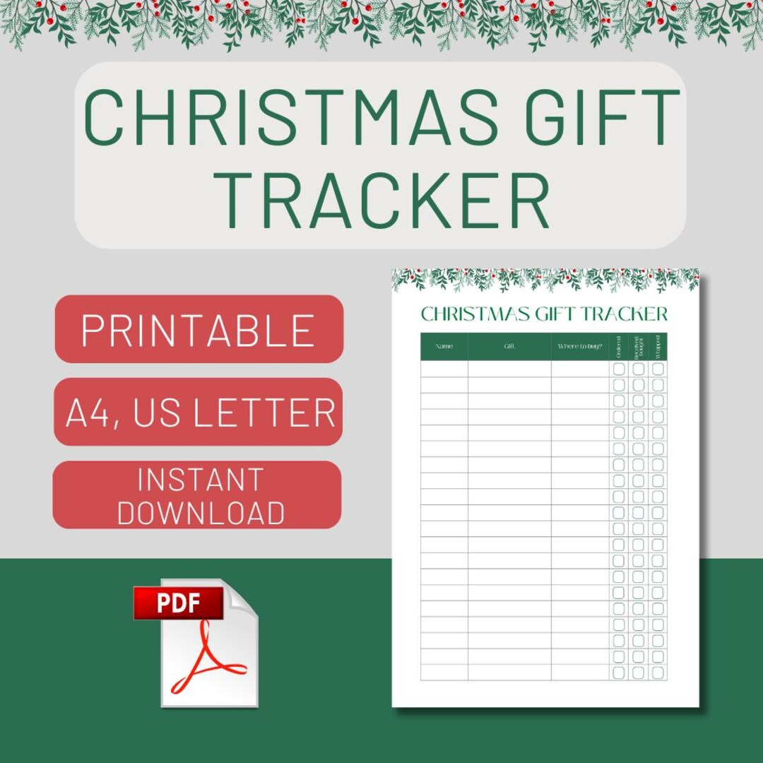 Christmas Gift Tracker Printable Christmas Gift List Holiday Gift List ...