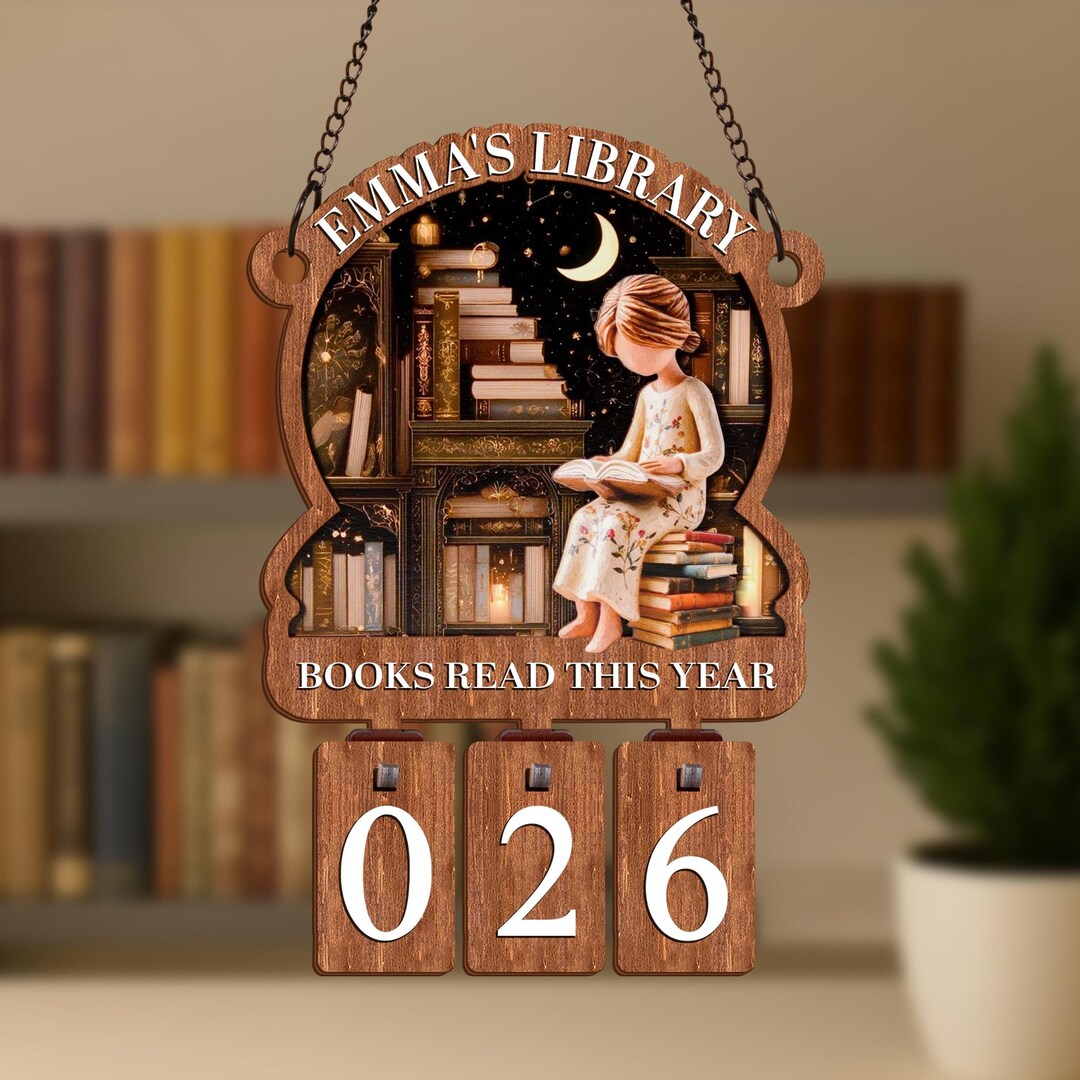 Personalized Books Read Tracker Sign, Custom Library Reading Counter ...