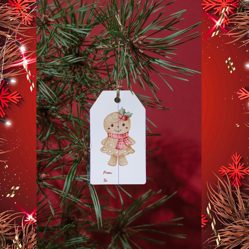 Set of 6 Printable Gingerbread Man Gift Tags | Christmas Holiday Cookie ...