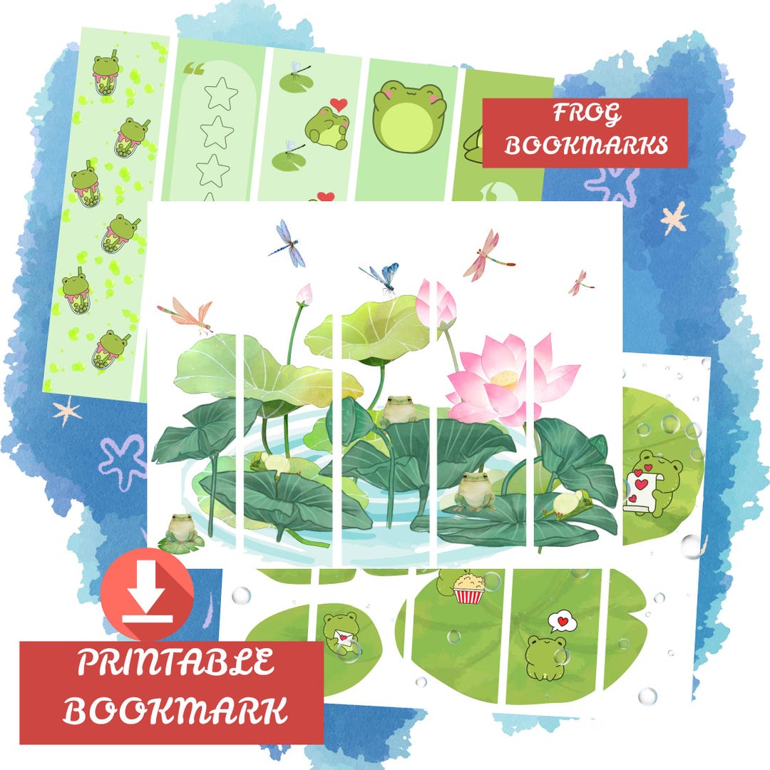 15 Printable Frog Bookmarks Bundle | 3 Sets of 5 Unique Designs ...