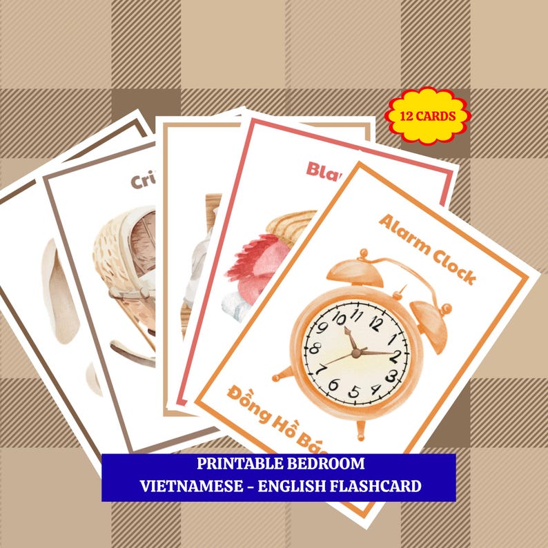 Printable Vietnamese English Bedroom Vocabulary Flashcards - Etsy