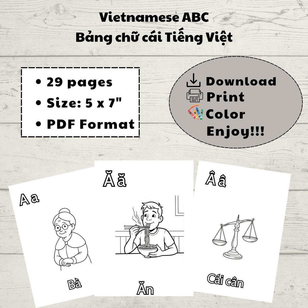 Vietnamese Alphabet Coloring Pages: Fun Learning Activity (PDF Download ...