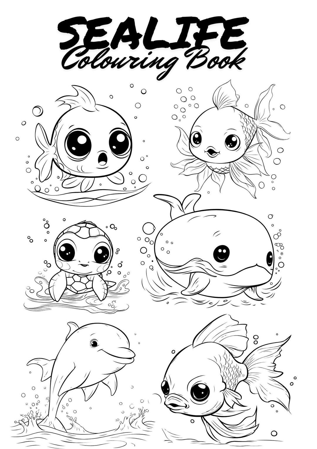 Sea Life Colouring Book for Kids – Cute Ocean Animal Coloring Pages ...