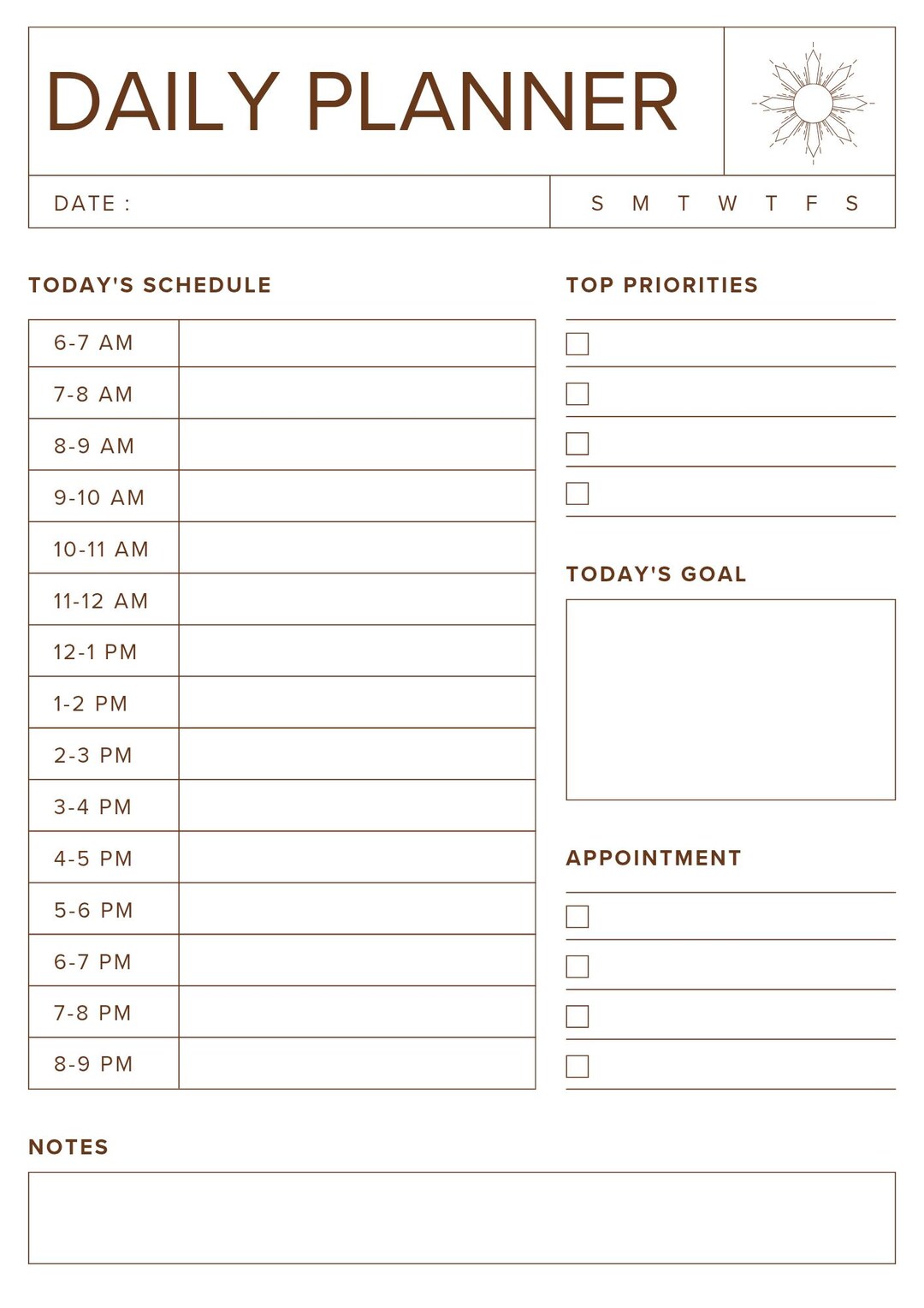 Printable Daily Planner Template PDF| Minimalist Productivity Planner ...