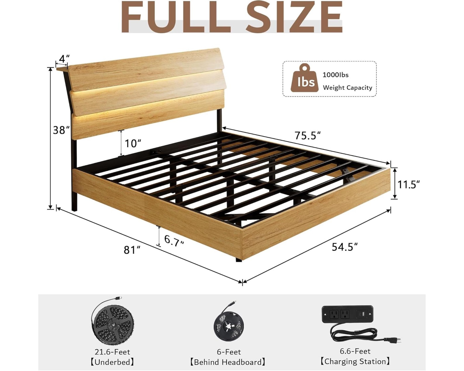 Floating Bed Frame: Modern Platform With LED Lights & Charging - Etsy