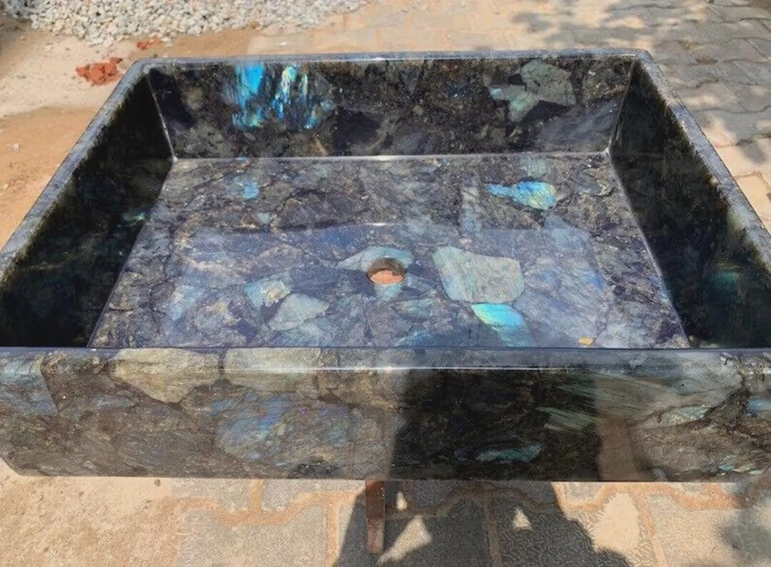 Handmade Blue Labradorite Marble Sink: Luxury Stone Bathroom Basin - Etsy