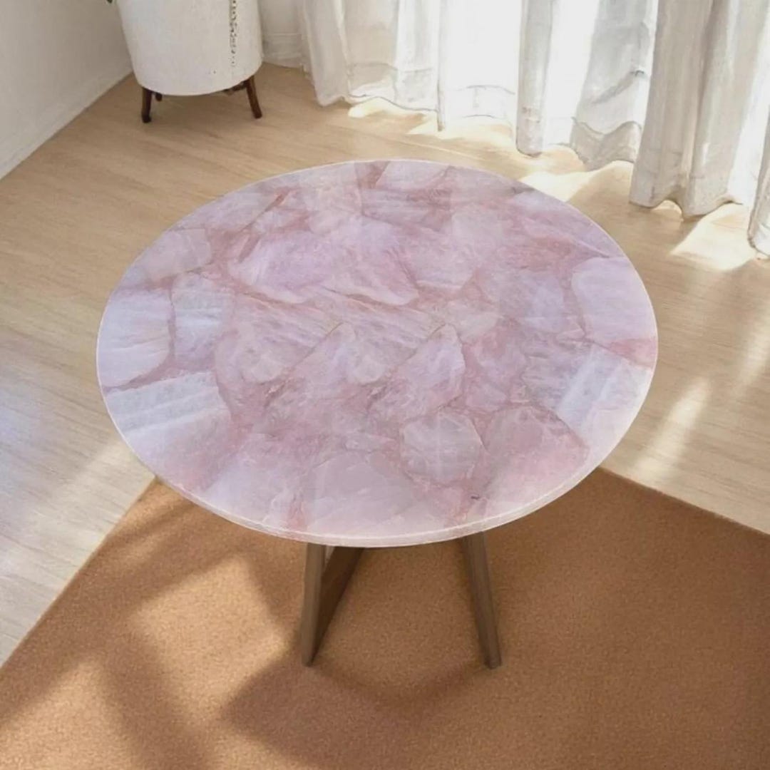 Rose Quartz Tabletop – Handcrafted Inlay Dining or Coffee Table ...