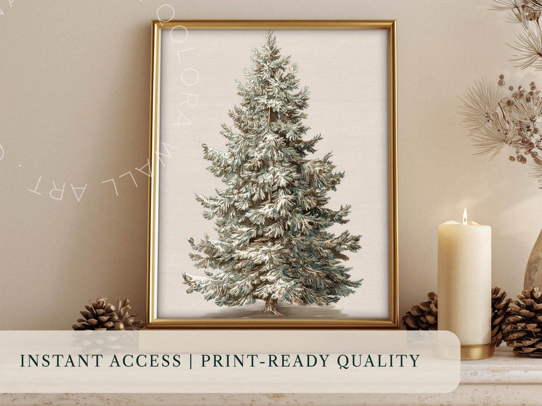 Vintage Christmas Tree: Neutral Farmhouse Printable Wall Art (digital ...