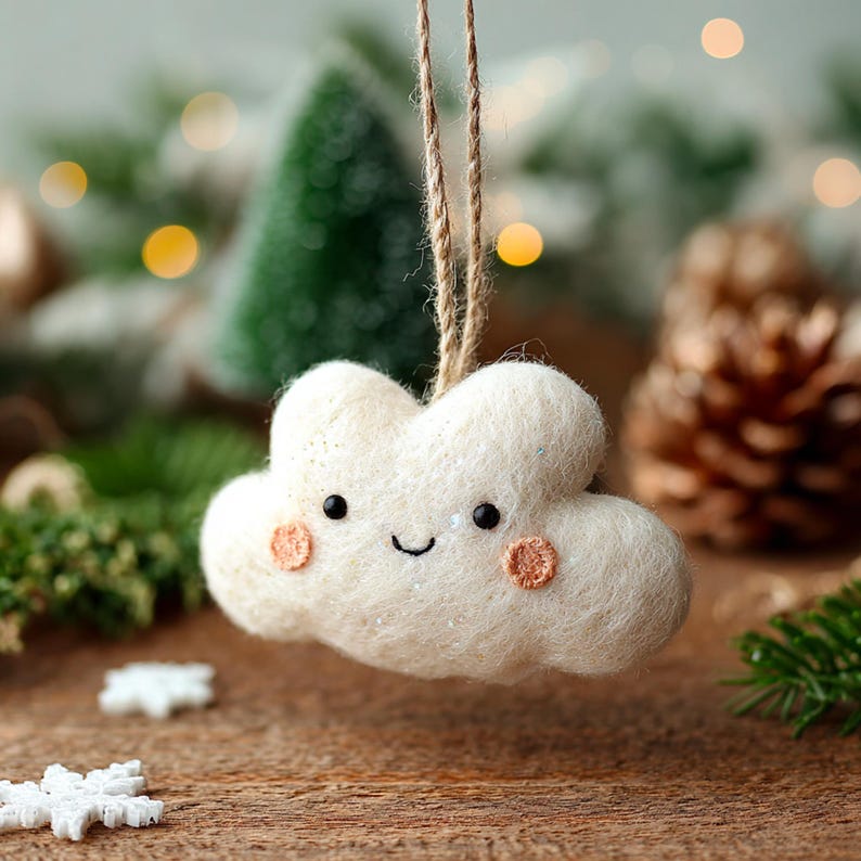 Handmade Wool Felt Celestial Ornament, Sun Moon Star, Cloud Decor - Etsy