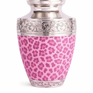 Pink Leopard Print Cremation Urn | Aluminium Adult Memorial Keepsake - Etsy
