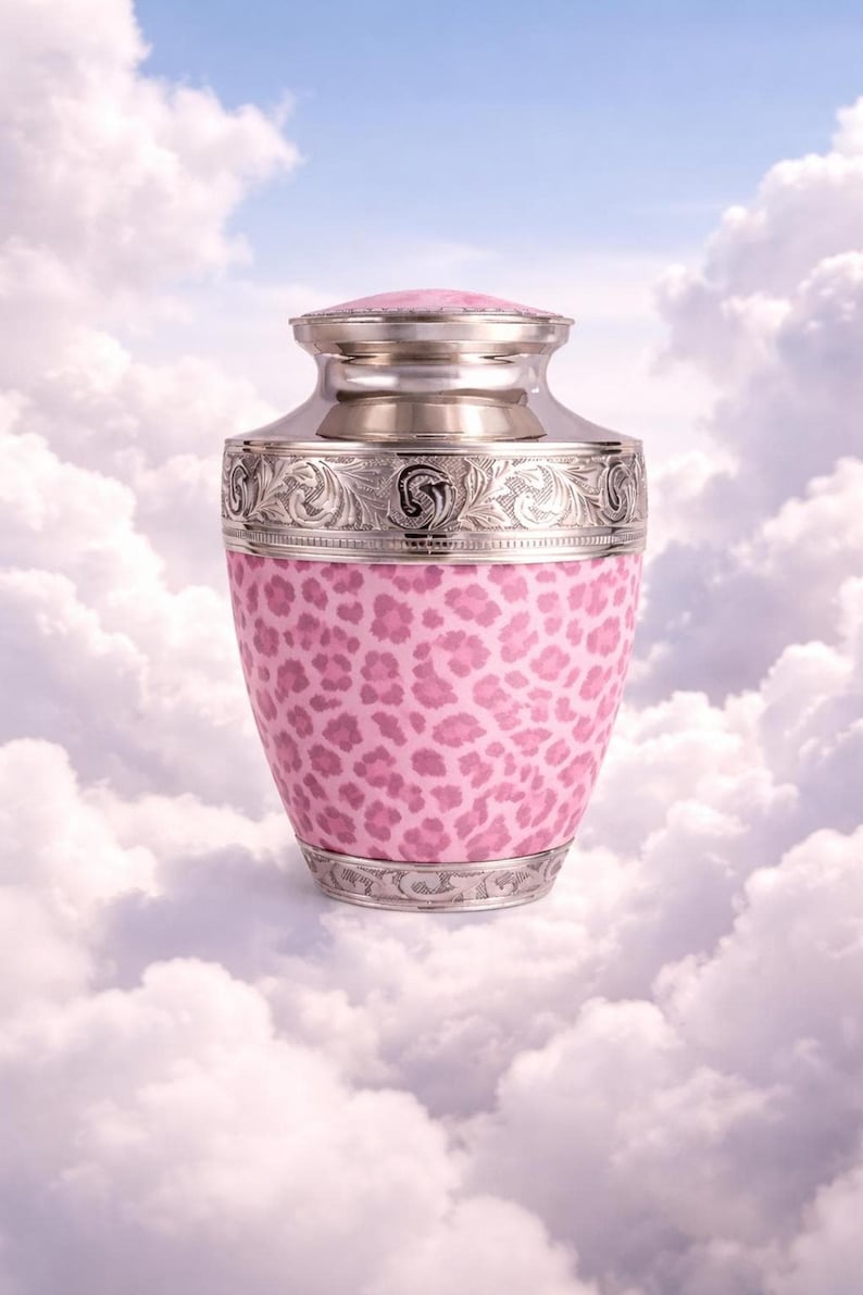 Pink Leopard Print Cremation Urn | Aluminium Adult Memorial Keepsake - Etsy
