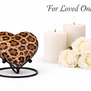 Heart Urn for Ashes Leopard Print | Keepsake Cremation | Mini Memorial ...