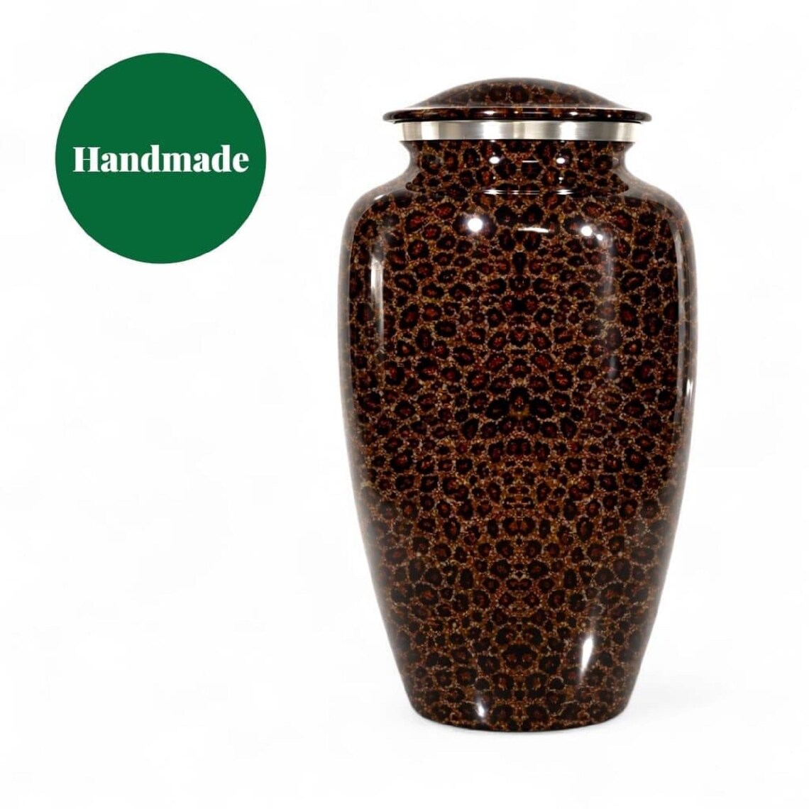 Leopard Print Cremation Urn for Human Ashes – Funeral Urn With Velvet ...